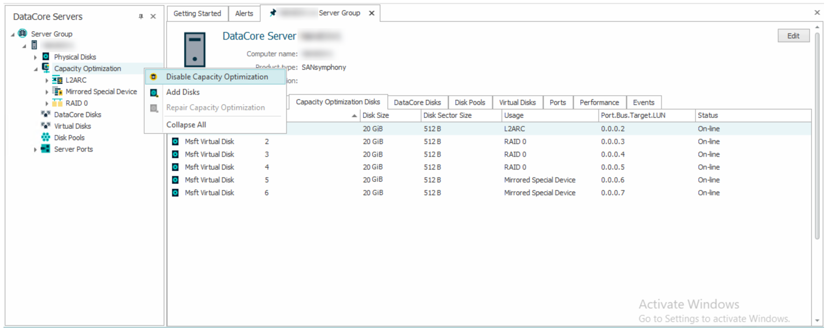 Disabling Capacity Optimization (Inline Deduplication and Compression)