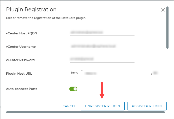Unregistering the DataCore Plug-in