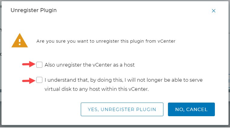 Unregistering the DataCore Plug-in