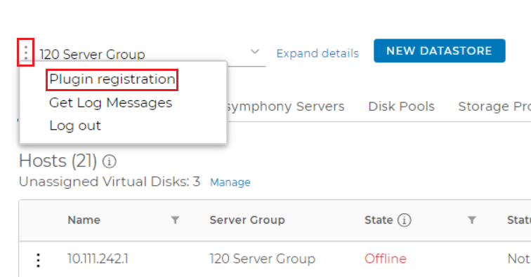 Registering the DataCore Plug-in